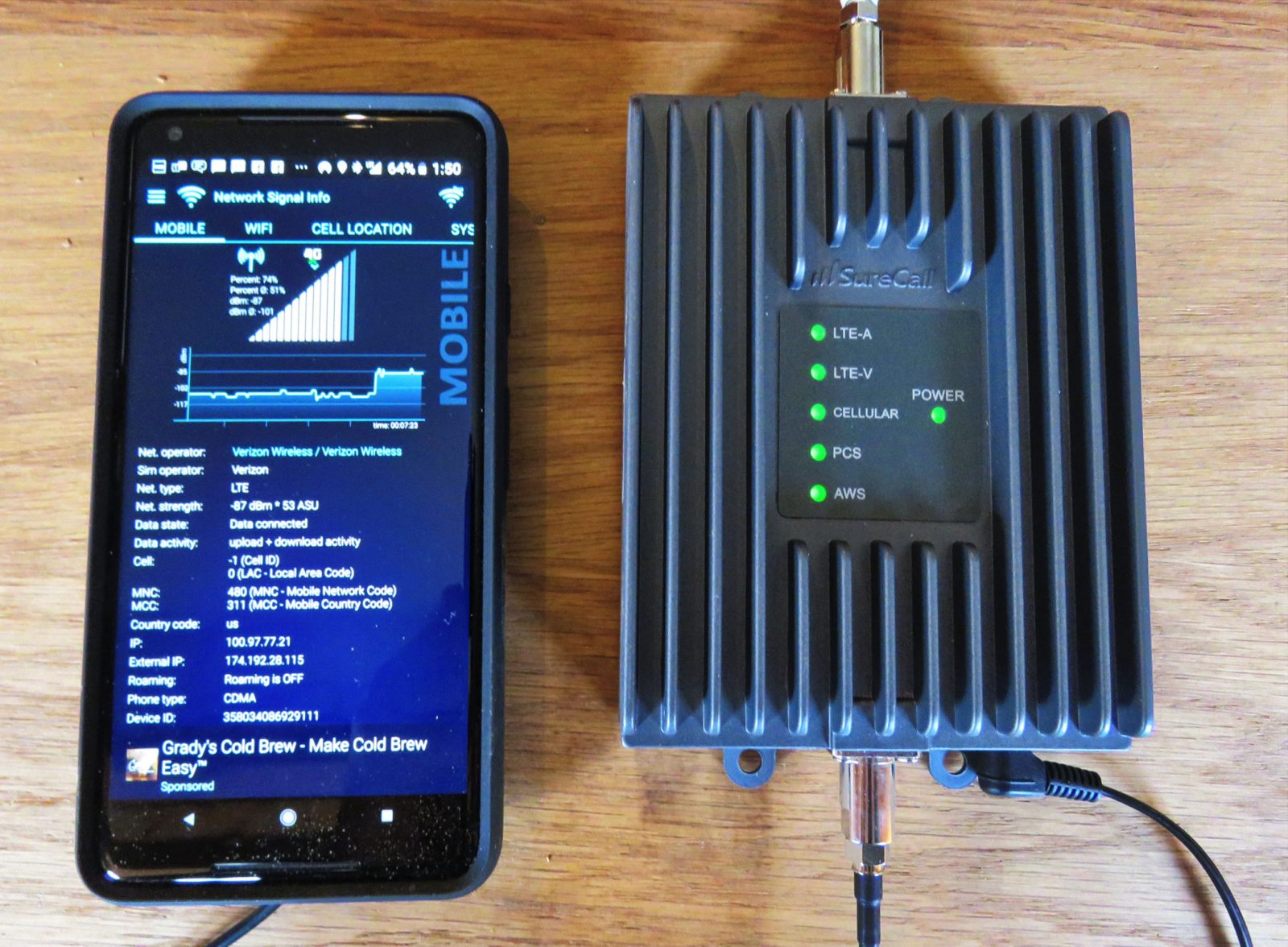 SureCall Fusion2Go 2.0 cell booster, the testing begins - Panbo