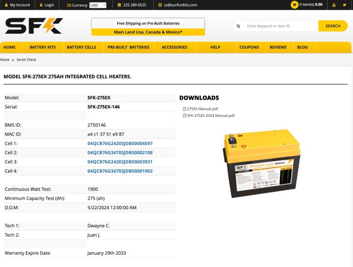 SFK 275EX, space efficient and feature packed LiFePO4 battery - Panbo