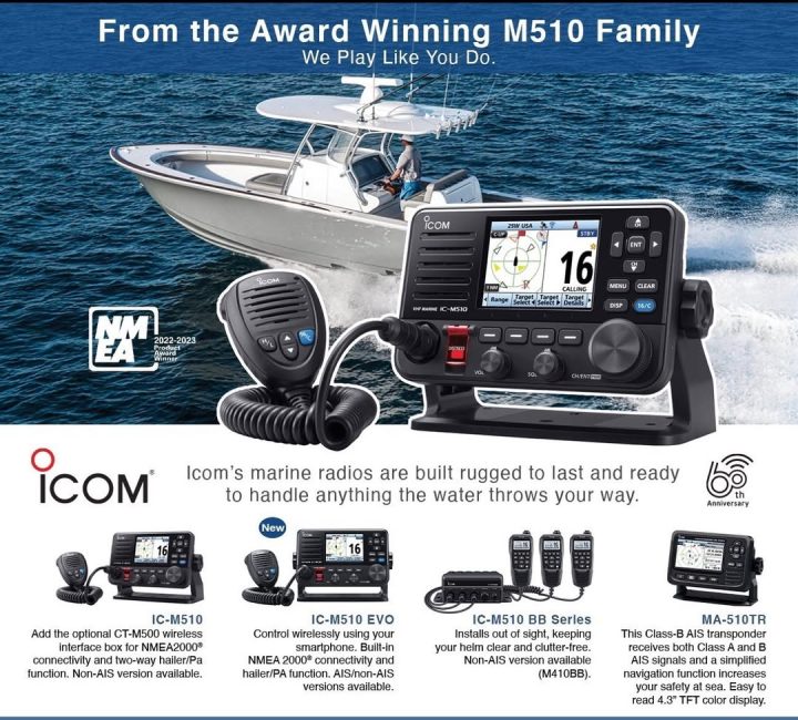 Icom's M510 Evo VHF radio, a modern feature packed radio with an app - Panbo