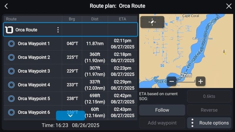 Orca and Raymarine Axiom integration, easy route sharing from tablet to ...